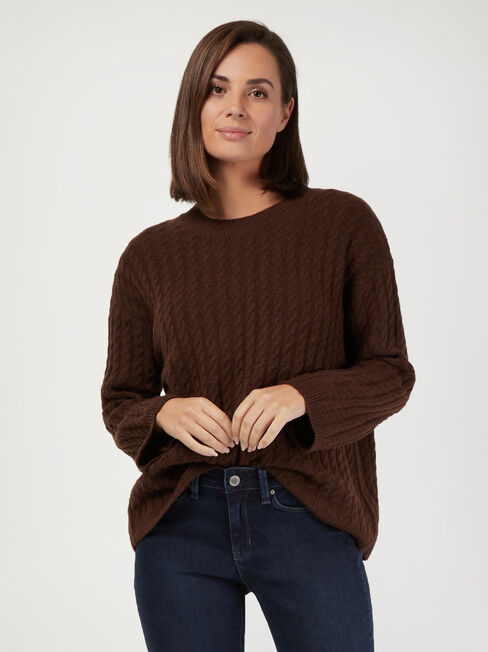 Buy Milana Oversize Cable Knit - Brown Online | Jeanswest
